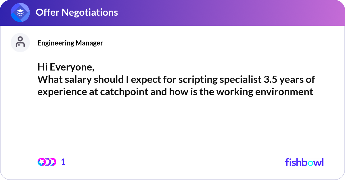 Hi Everyone, What salary should I expect for scrip... | Fishbowl