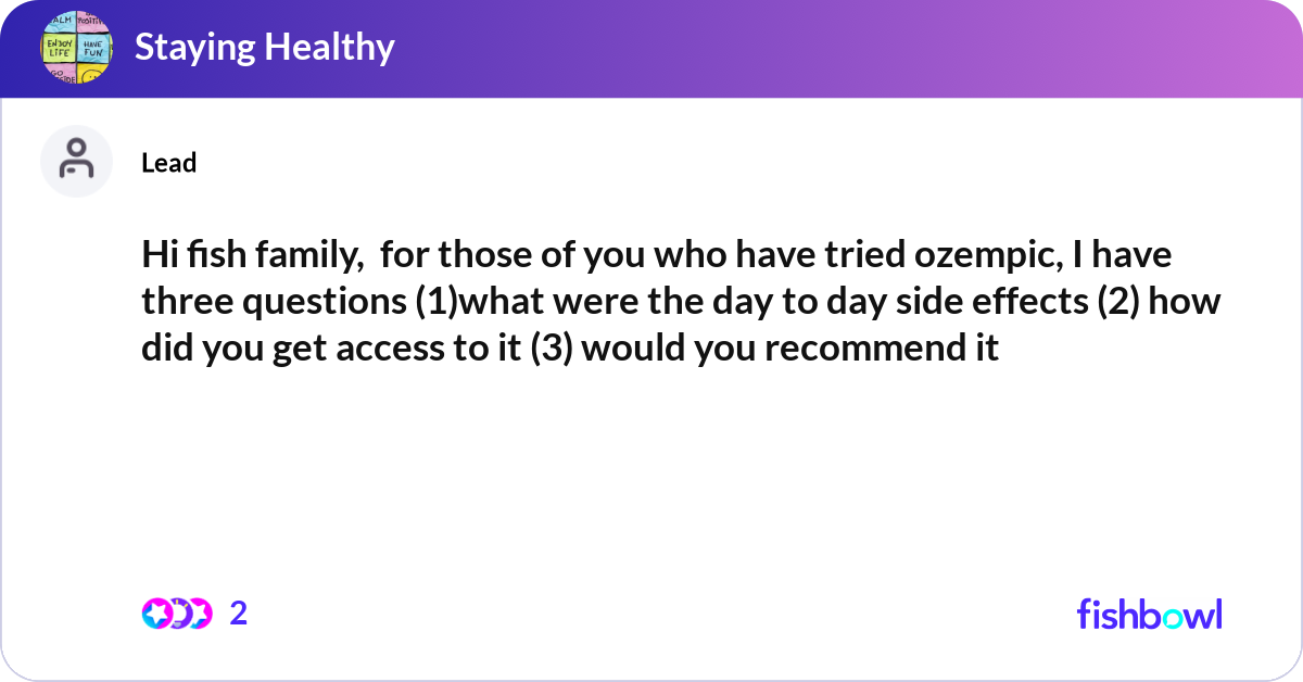 Hi fish family, for those of you who have tried o... | Fishbowl