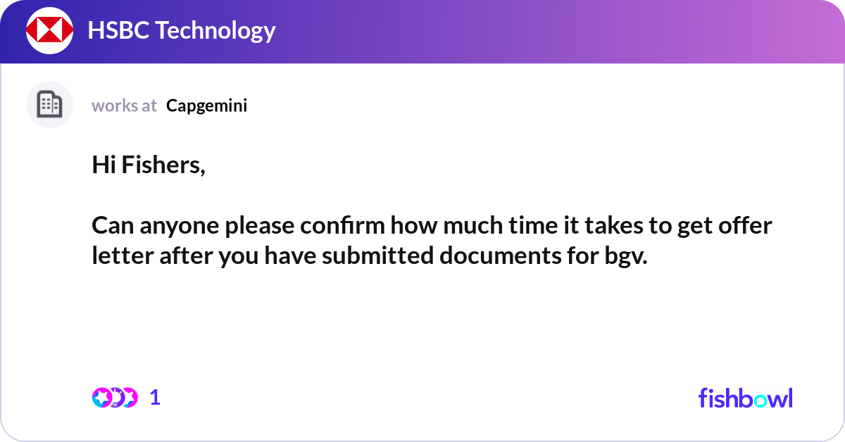Hi Fishers, Can anyone please confirm how much ti... | Fishbowl