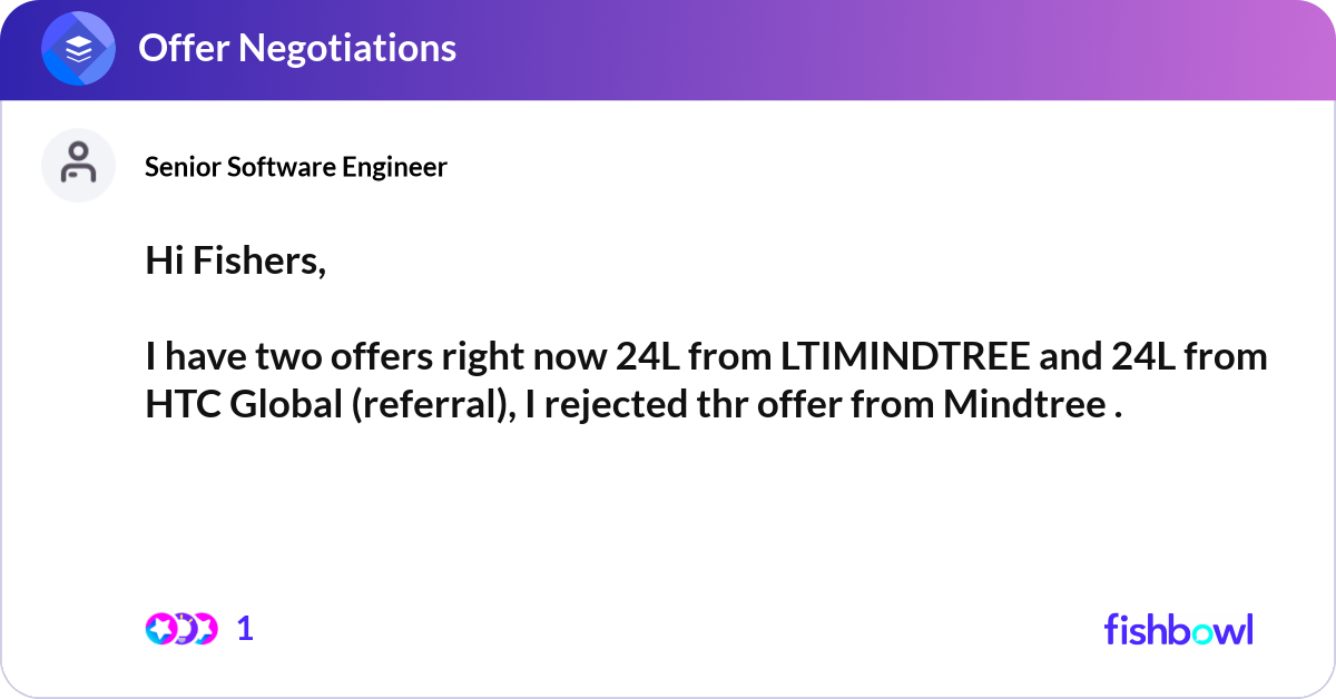 Hi Fishers, I have two offers right now 24L from... | Fishbowl