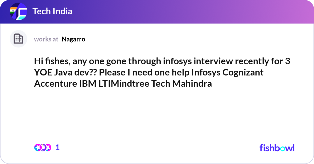 Hi fishes, any one gone through infosys interview ... | Fishbowl