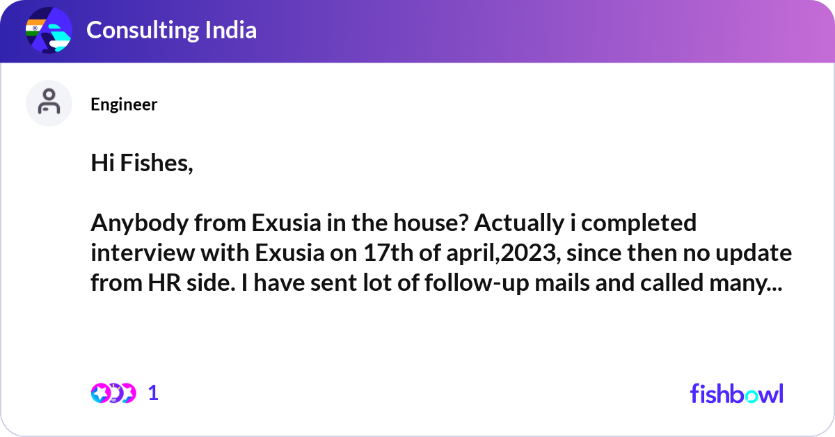 Hi Fishes, Anybody from Exusia in the house? Actu... | Fishbowl