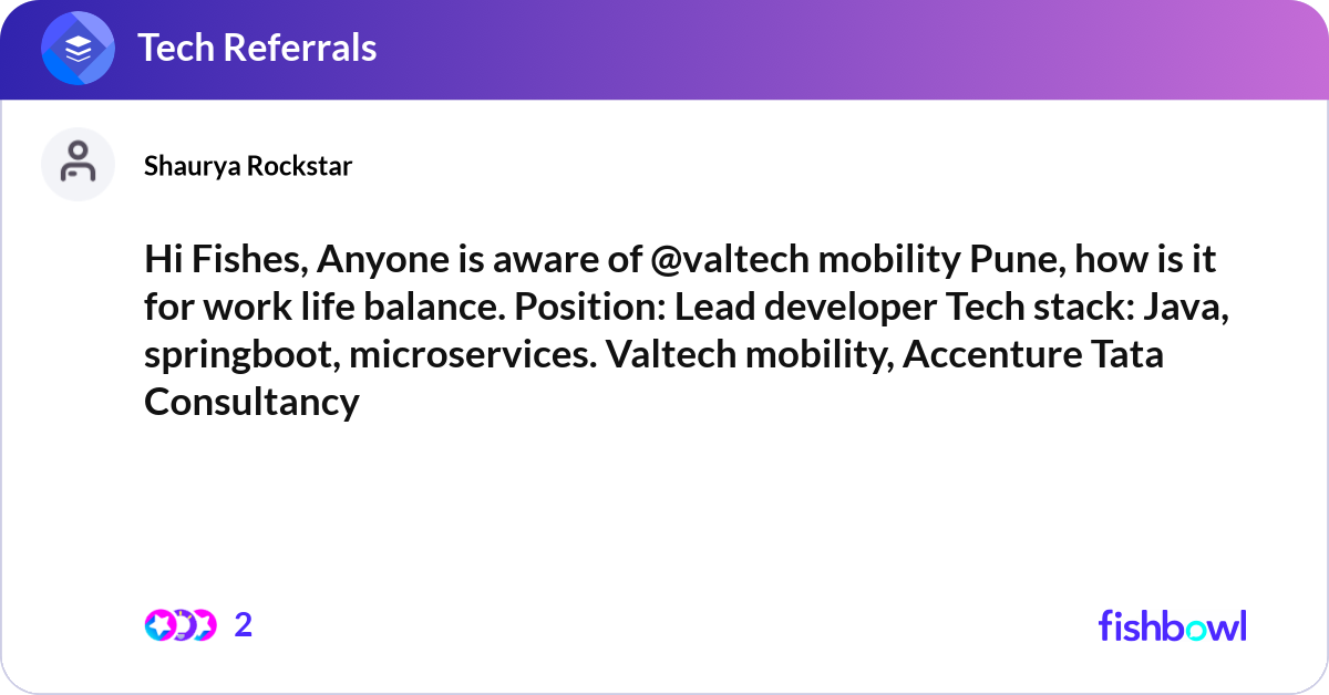 Hi Fishes, Anyone is aware of @valtech mobility Pu... | Fishbowl