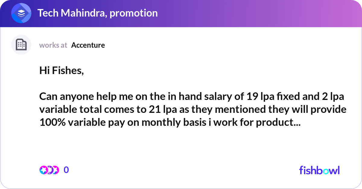 Hi Fishes, Can anyone help me on the in hand sala... | Fishbowl