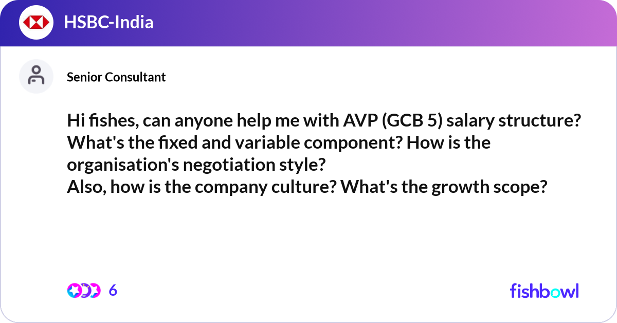 Hi fishes, can anyone help me with AVP (GCB 5) sal... | Fishbowl