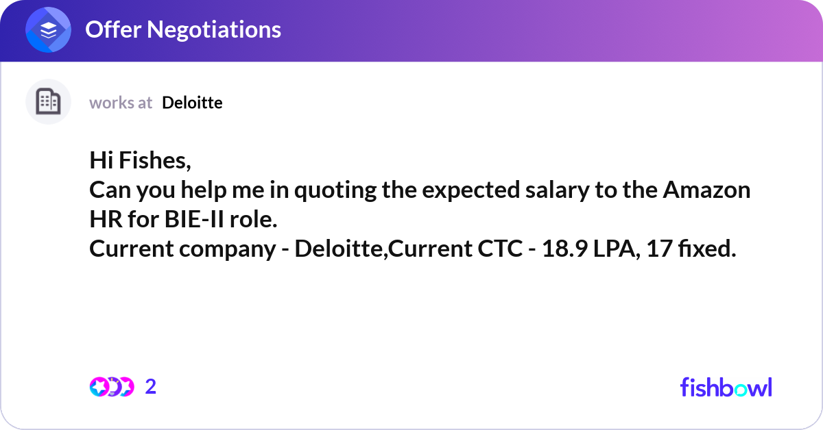 Hi Fishes, Can you help me in quoting the expected... | Fishbowl