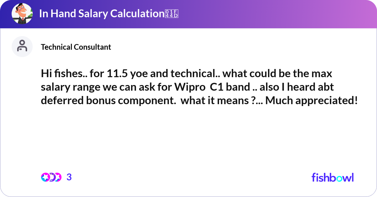 Hi fishes.. for 11.5 yoe and technical.. what coul... | Fishbowl