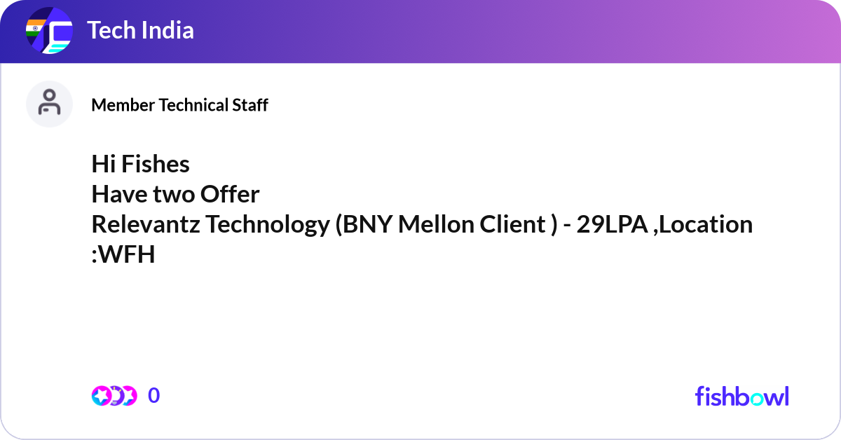 Hi Fishes Have two Offer Relevantz Technology (B... | Fishbowl