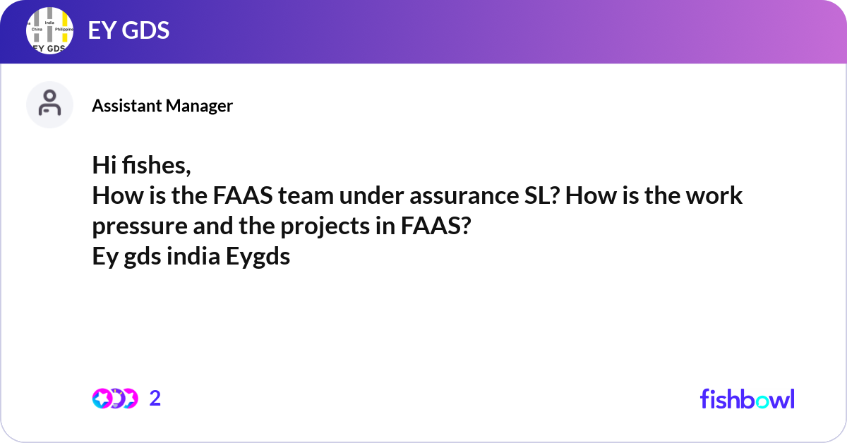Hi fishes, How is the FAAS team under assurance SL... | Fishbowl