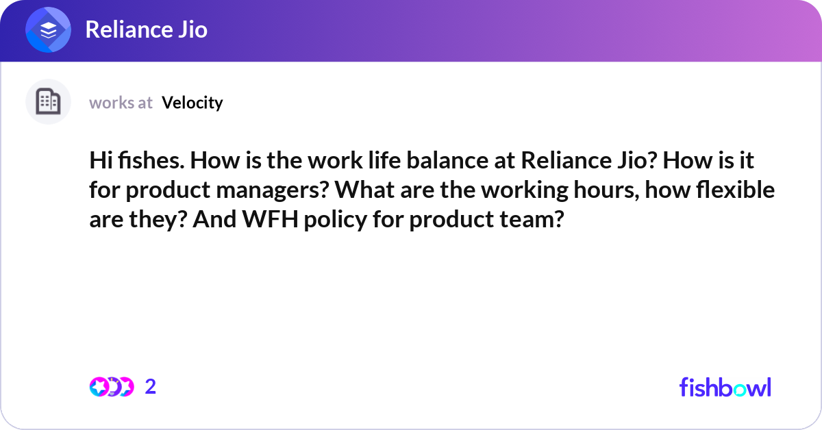 Hi fishes. How is the work life balance at Relianc... | Fishbowl
