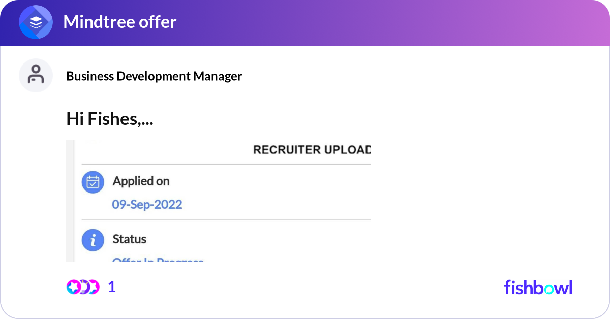 Hi Fishes, I got an offer letter from Mindtree be... | Fishbowl