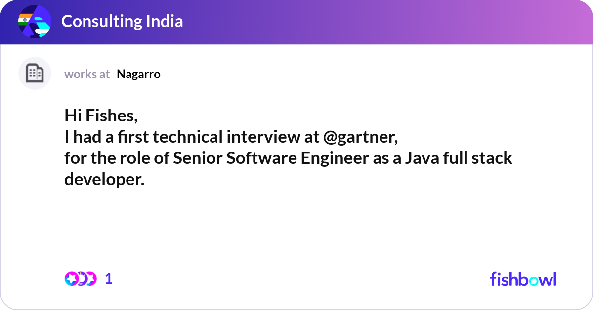Hi Fishes, I had a first technical interview at @... | Fishbowl