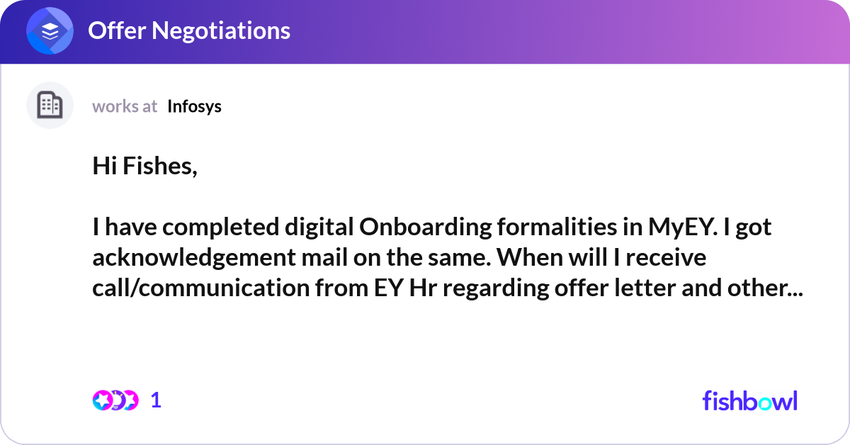 Hi Fishes, I have completed digital Onboarding fo... | Fishbowl