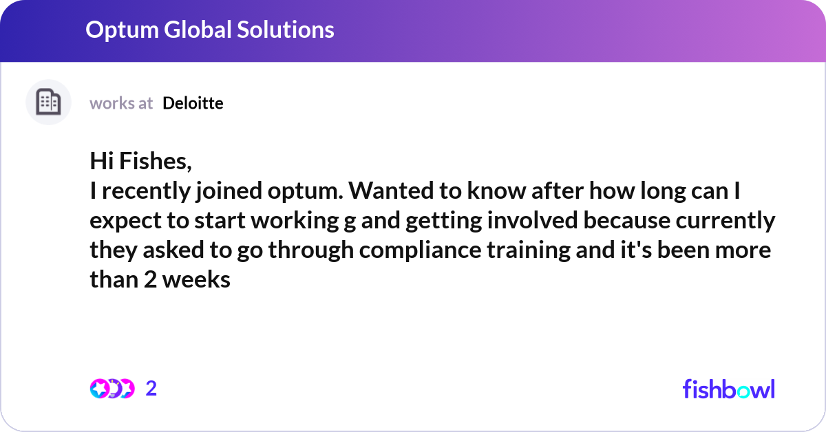 Hi Fishes, I recently joined optum. Wanted to know... | Fishbowl