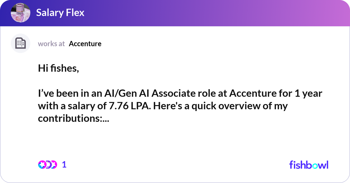 Hi fishes, I’ve been in an AI/Gen AI Associate ro... | Fishbowl