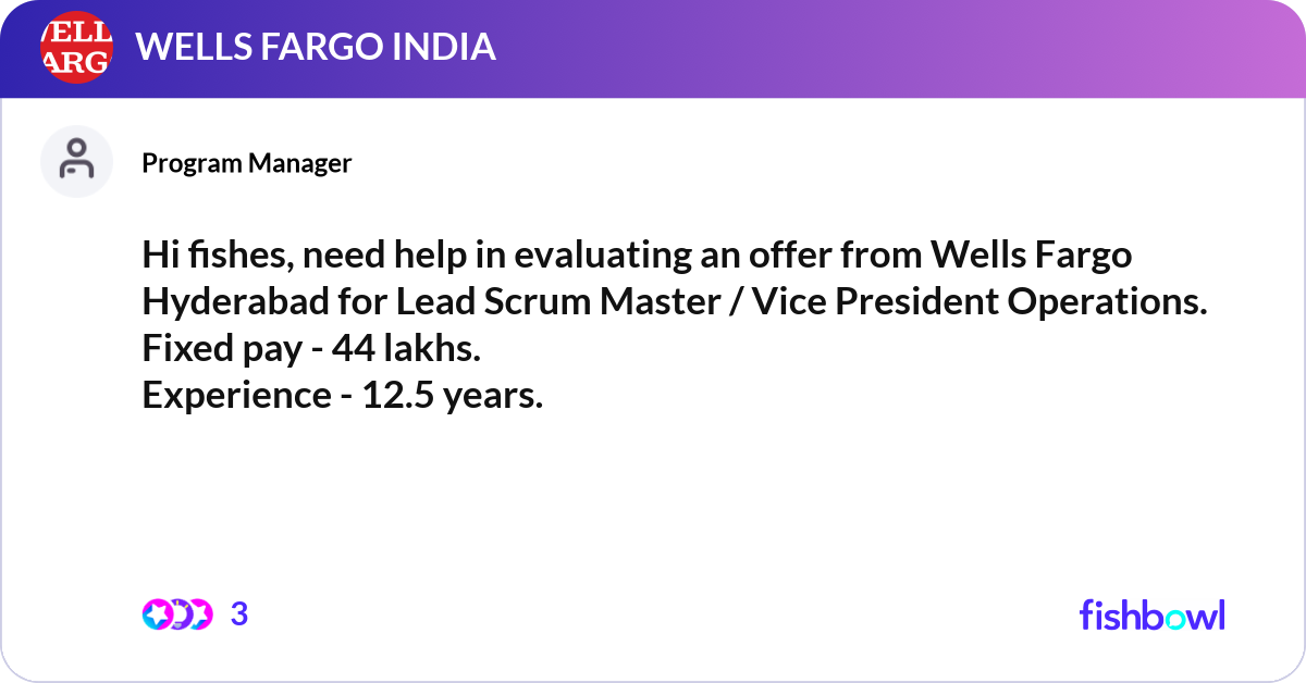 Hi fishes, need help in evaluating an offer from W... | Fishbowl