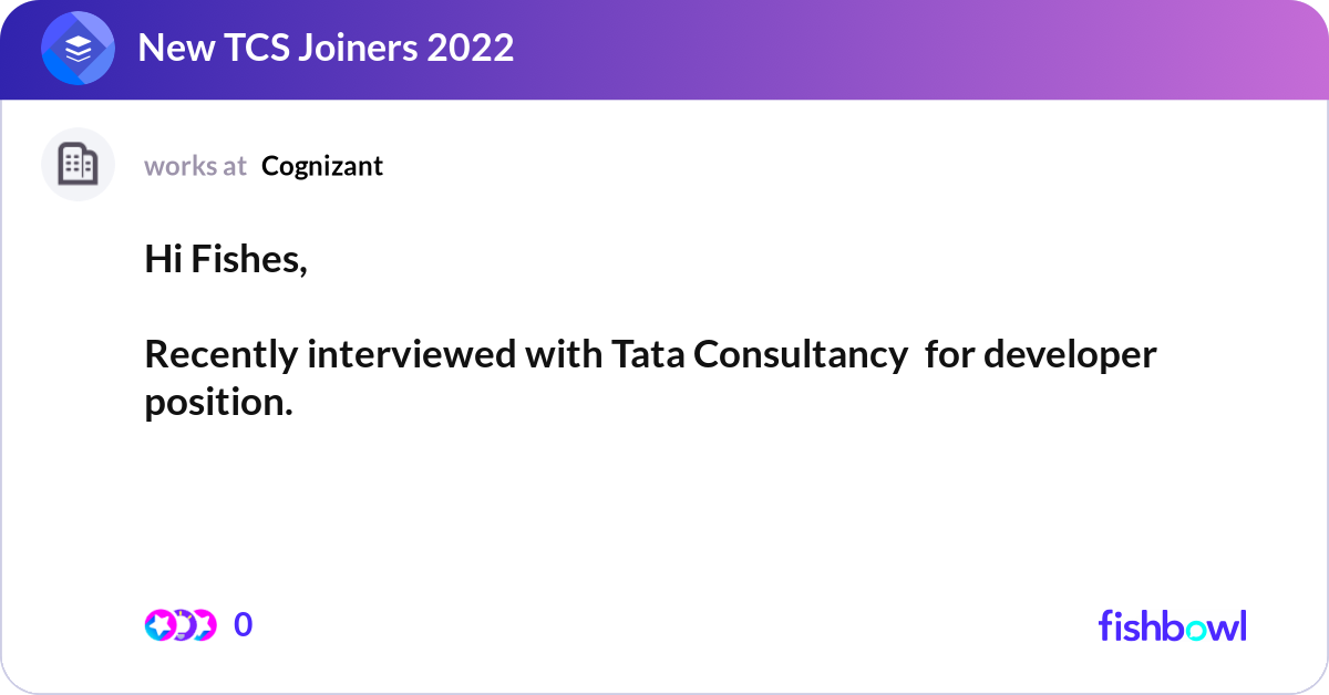Hi Fishes, Recently interviewed with Tata Consult... | Fishbowl