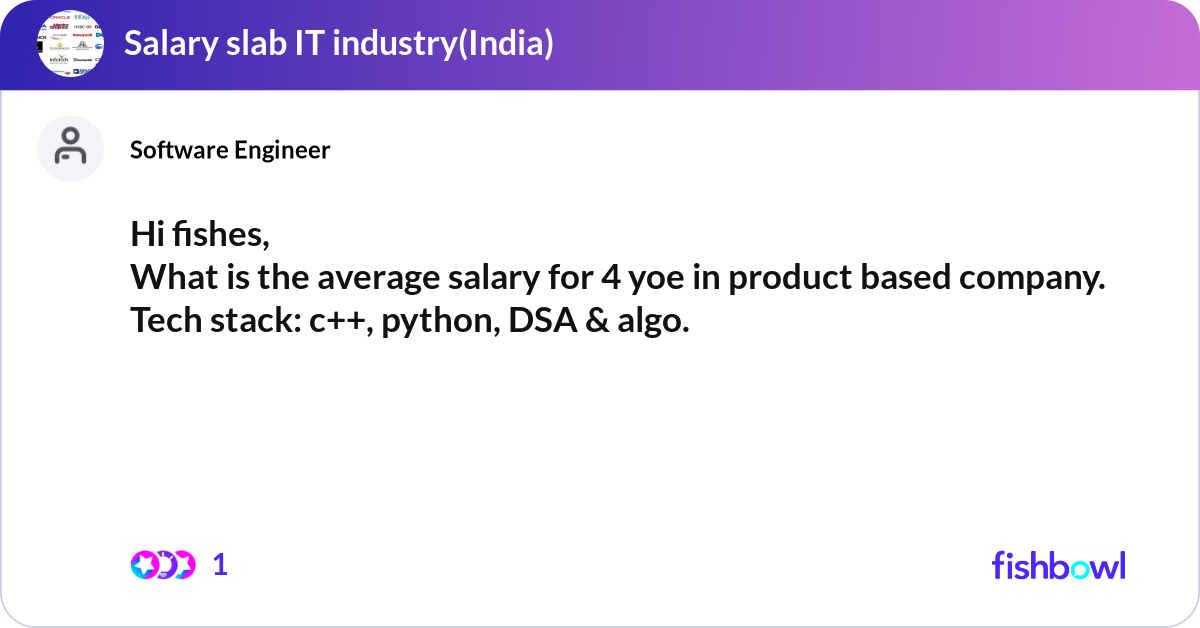 Hi fishes, What is the average salary for 4 yoe in... | Fishbowl