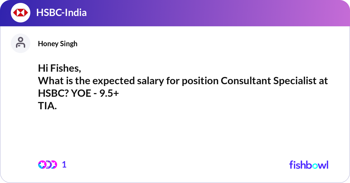 Hi Fishes, What is the expected salary for positi... | Fishbowl