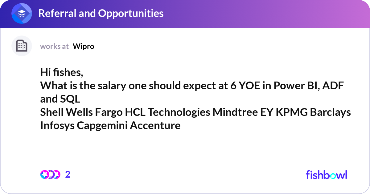Hi fishes, What is the salary one should expect at... | Fishbowl