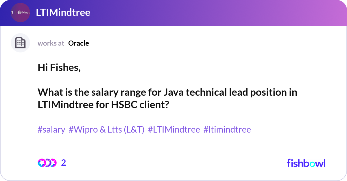 Hi Fishes, What is the salary range for Java tech... | Fishbowl