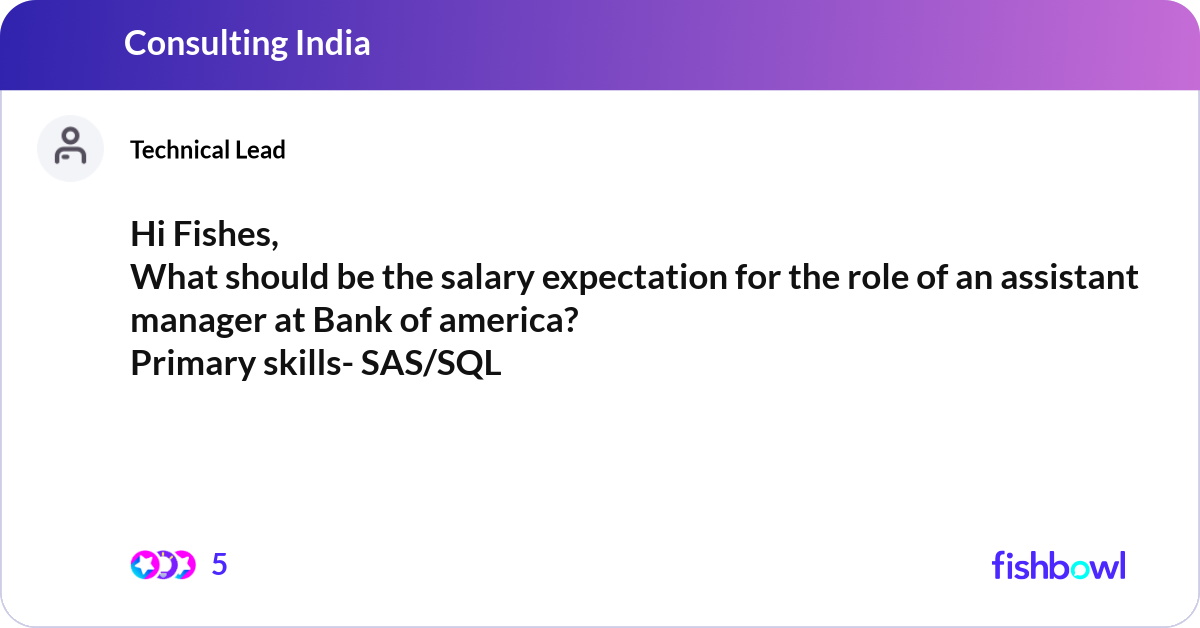 Hi Fishes, What should be the salary expectation f... | Fishbowl