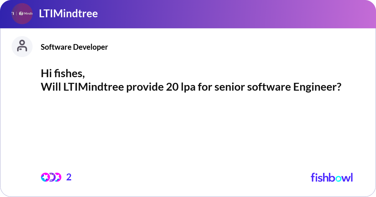 Hi fishes, Will LTIMindtree provide 20 lpa for sen... | Fishbowl