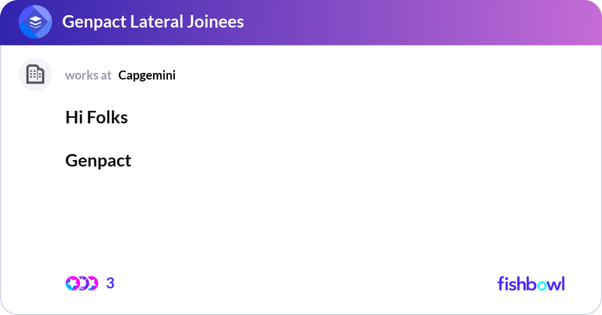 Hi Folks Genpact I am offered 4c band in Genpa... | Fishbowl