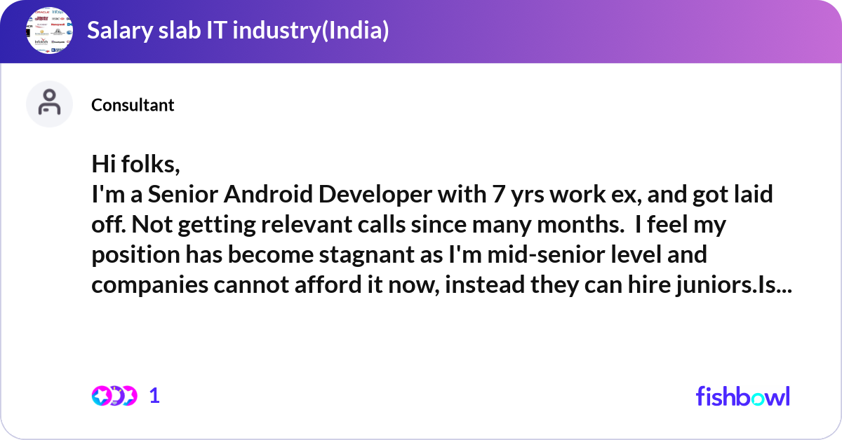 Hi folks, I'm a Senior Android Developer with 7 yr... | Fishbowl