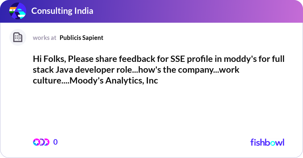 Hi Folks, Please share feedback for SSE profile in... | Fishbowl