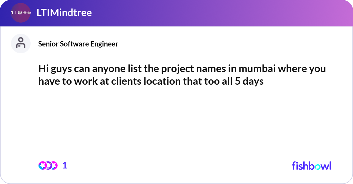 Hi guys can anyone list the project names in mumba... | Fishbowl