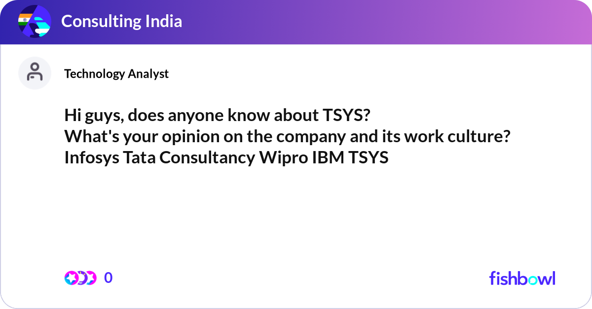 Hi guys, does anyone know about TSYS? What's your ... | Fishbowl