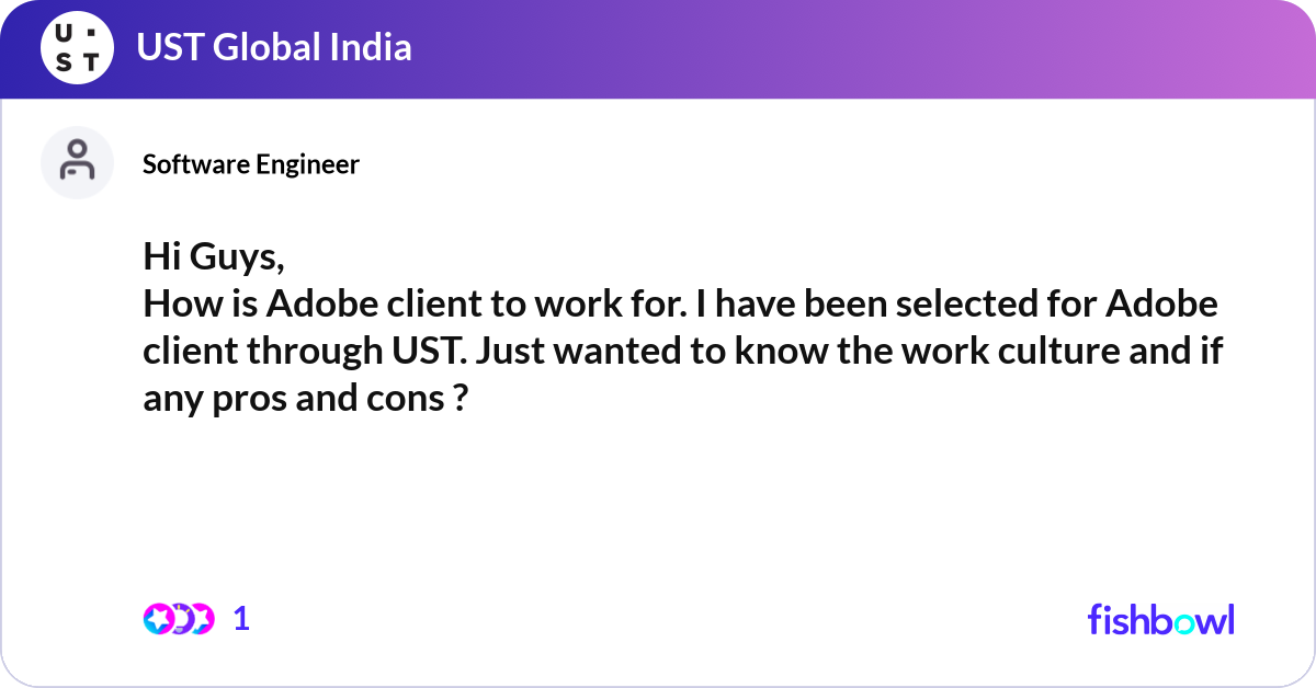 Hi Guys, How is Adobe client to work for. I have ... | Fishbowl