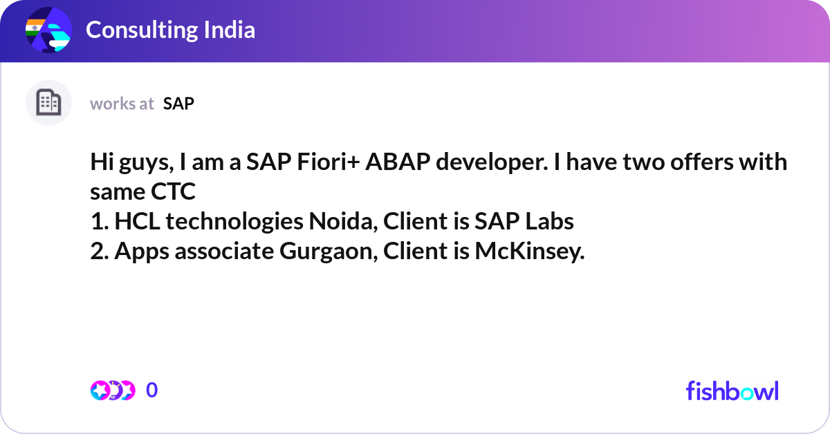 Hi guys, I am a SAP Fiori+ ABAP developer. I have ... | Fishbowl