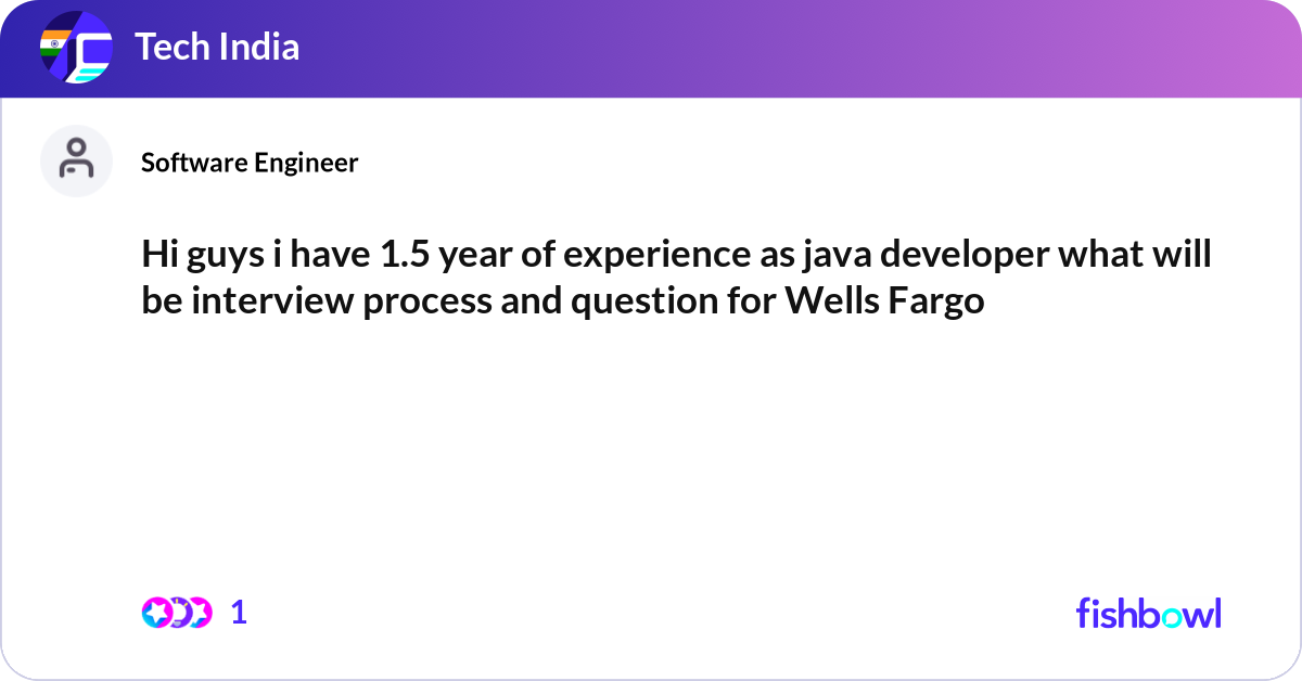 Hi guys i have 1.5 year of experience as java deve... | Fishbowl