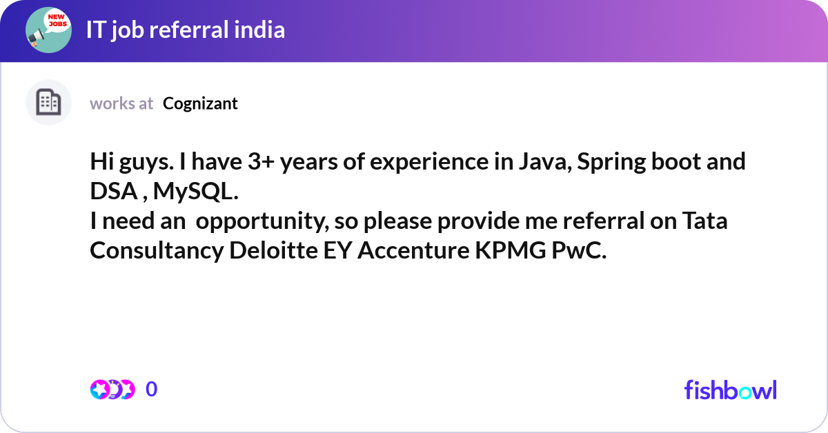 Hi guys. I have 3+ years of experience in Java, Sp... | Fishbowl