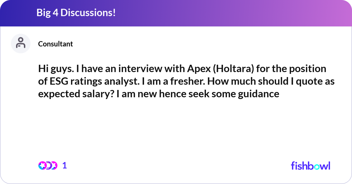 Hi guys. I have an interview with Apex (Holtara) f... | Fishbowl