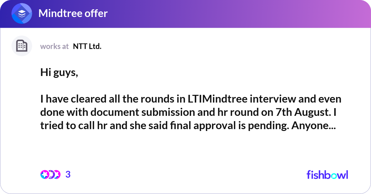 Hi guys, I have cleared all the rounds in LTIMind... | Fishbowl