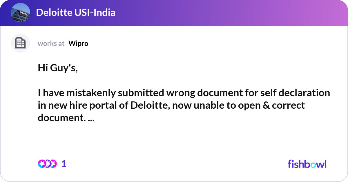 Hi Guy's, I have mistakenly submitted wrong docu... | Fishbowl