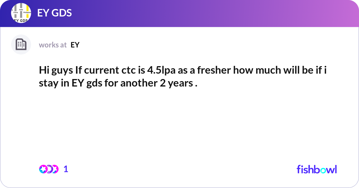 Hi guys If current ctc is 4.5lpa as a fresher how ... | Fishbowl