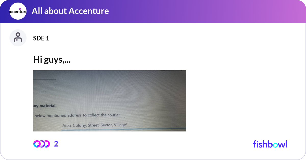 Hi guys, In the Accenture touch point , for addres... | Fishbowl