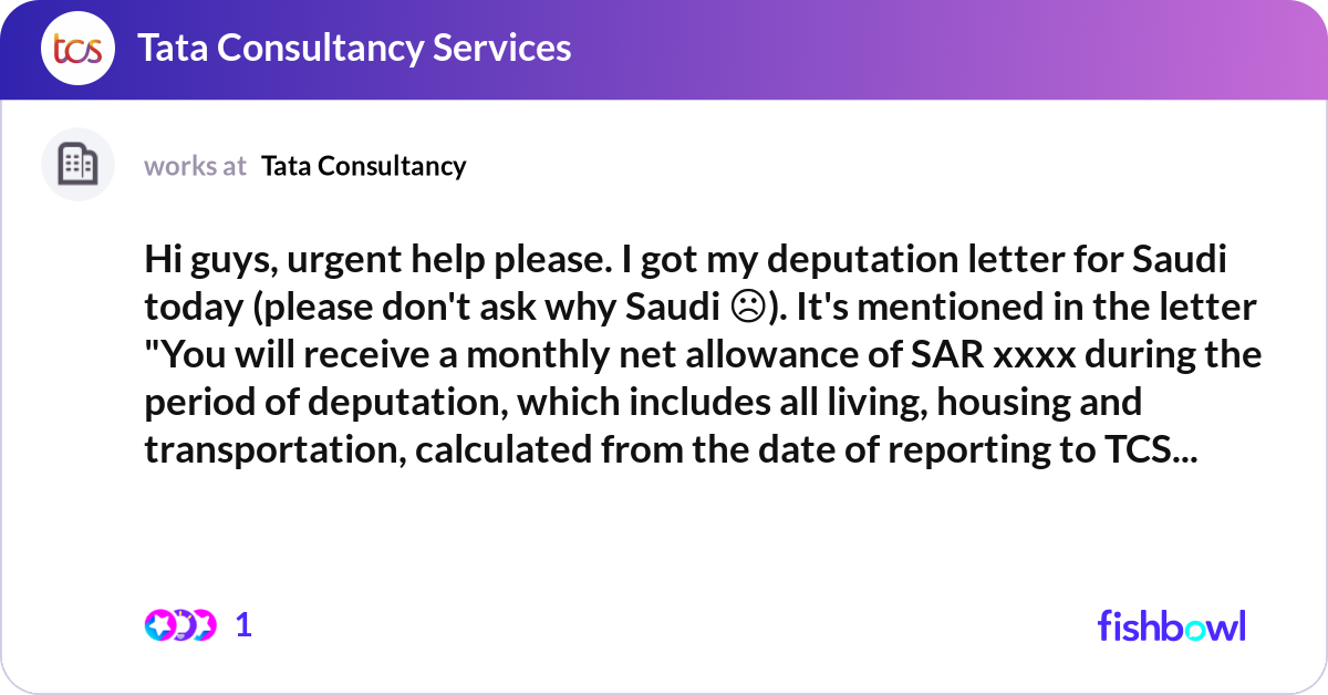Hi guys, urgent help please. I got my deputation l... | Fishbowl