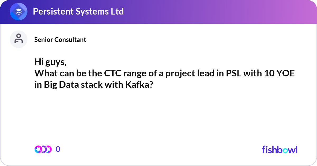 Hi guys, What can be the CTC range of a project le... | Fishbowl