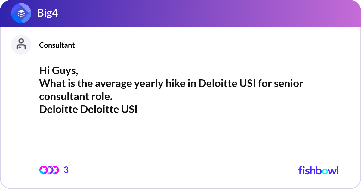 Hi Guys, What is the average yearly hike in Deloit... | Fishbowl