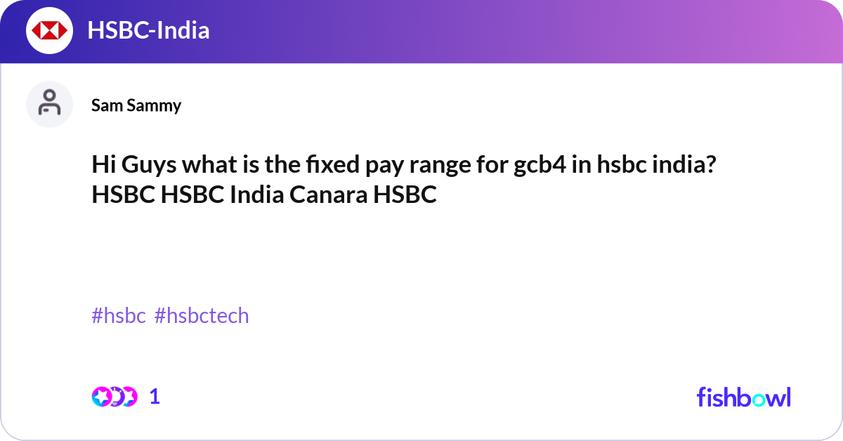 Hi Guys what is the fixed pay range for gcb4 in hs... | Fishbowl