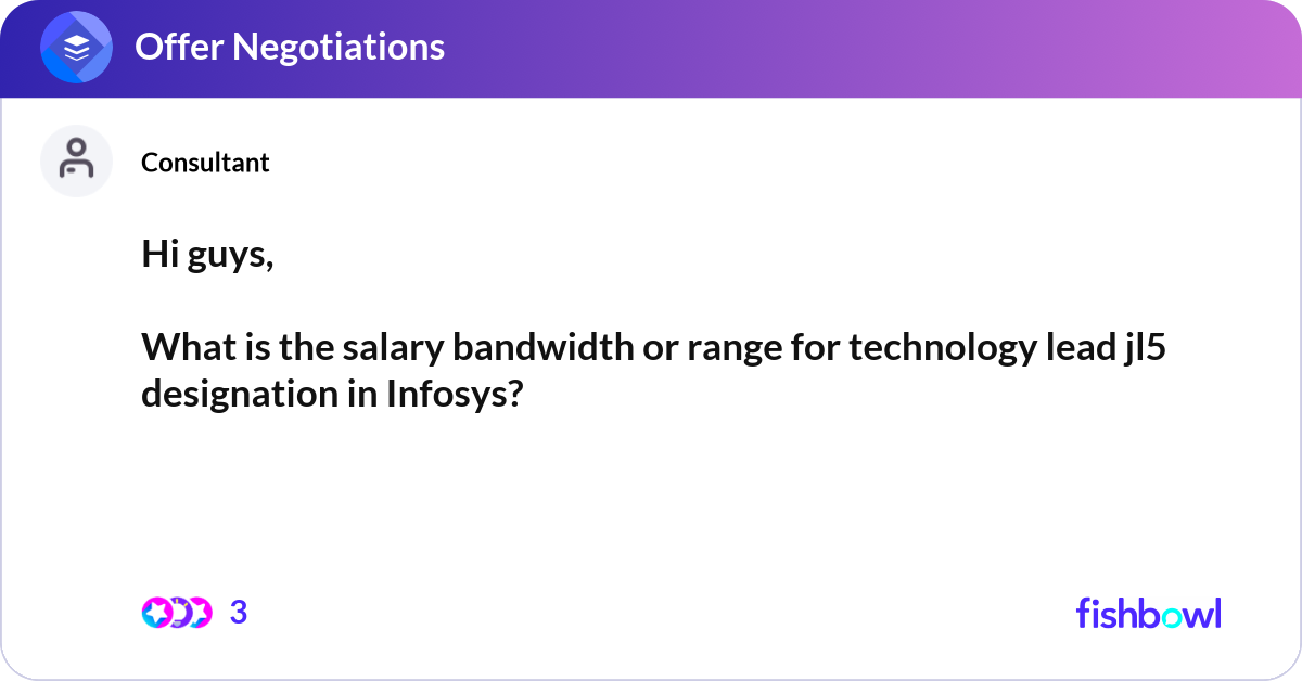 Hi guys, What is the salary bandwidth or range fo... | Fishbowl