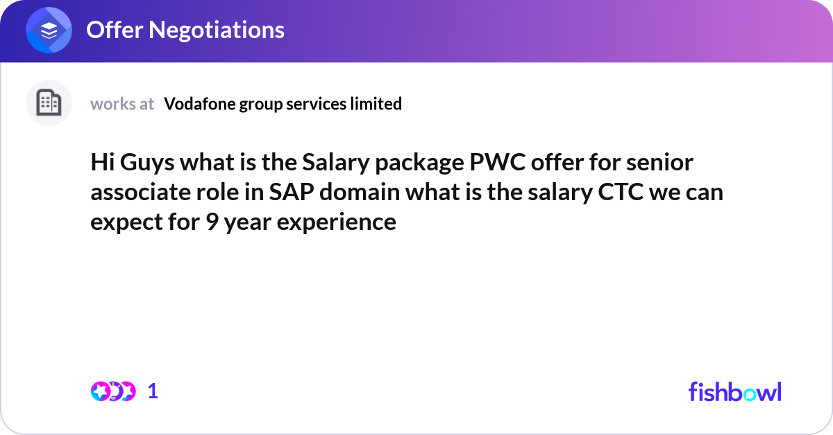 Hi Guys what is the Salary package PWC offer for s... | Fishbowl