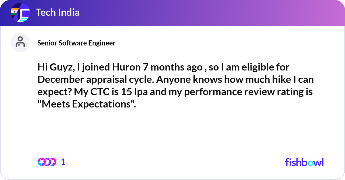 Hi Guyz, I joined Huron 7 months ago , so I am eli... | Fishbowl