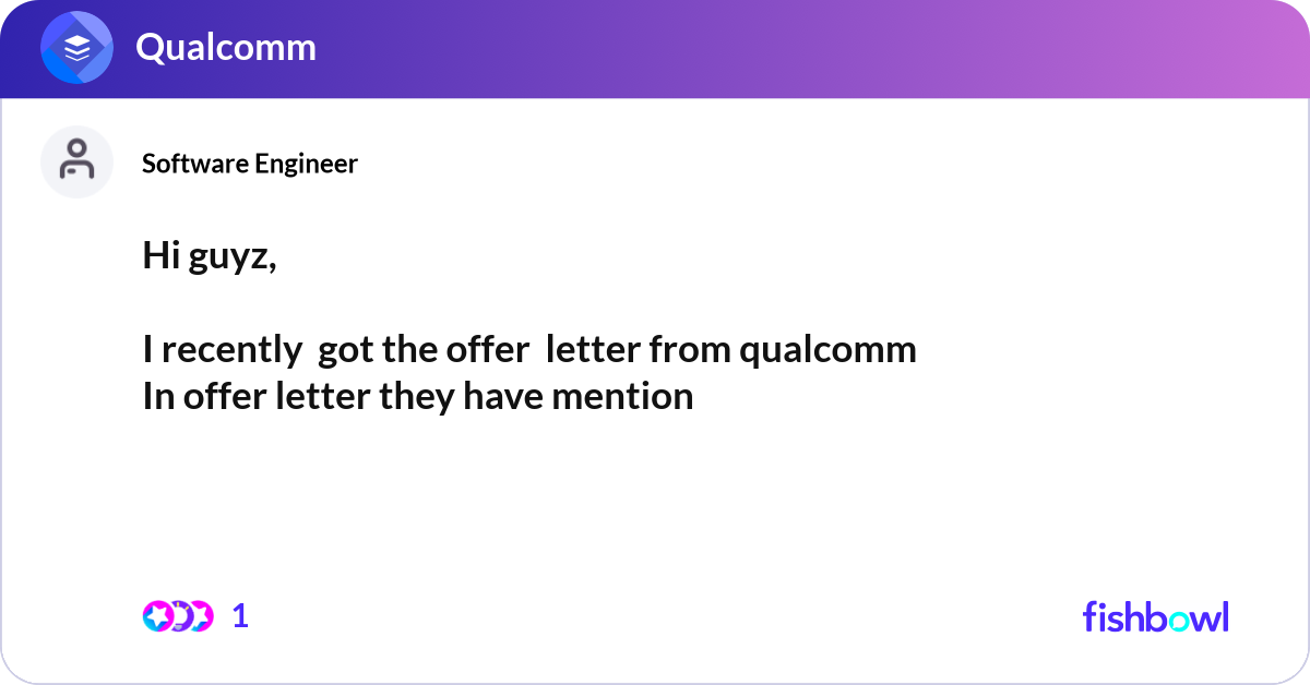 Hi guyz, I recently got the offer letter from q... | Fishbowl