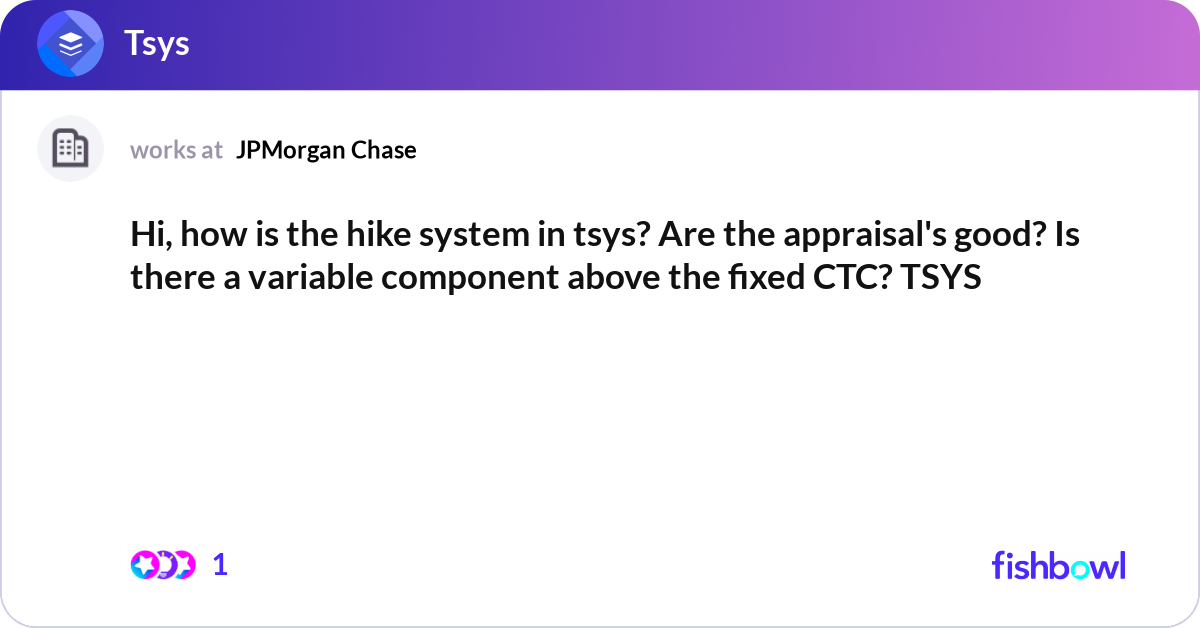 Hi, how is the hike system in tsys? Are the apprai... | Fishbowl